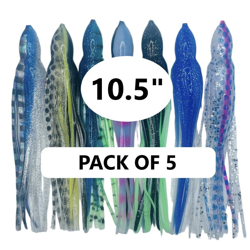 5PK OF 10.5" Octopus skirts for trolling lure replacement and building ...